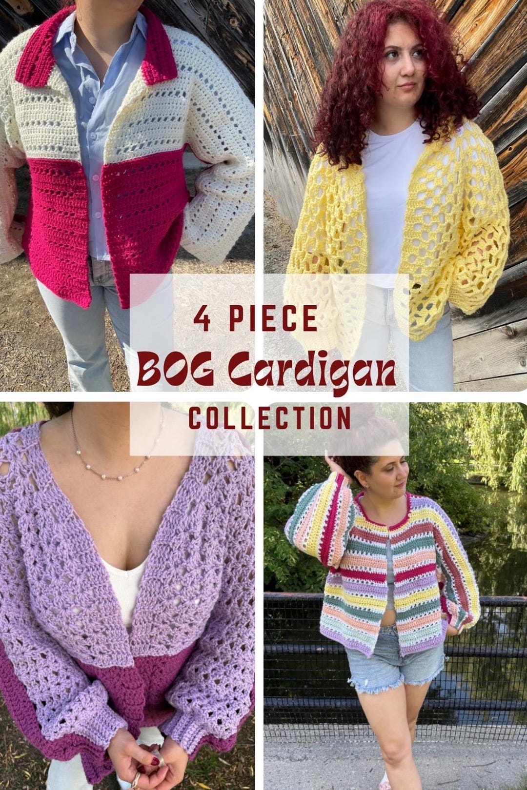 4 - Piece BOG Cardigan Pattern Collection – 4 Digital PDF Patterns ...