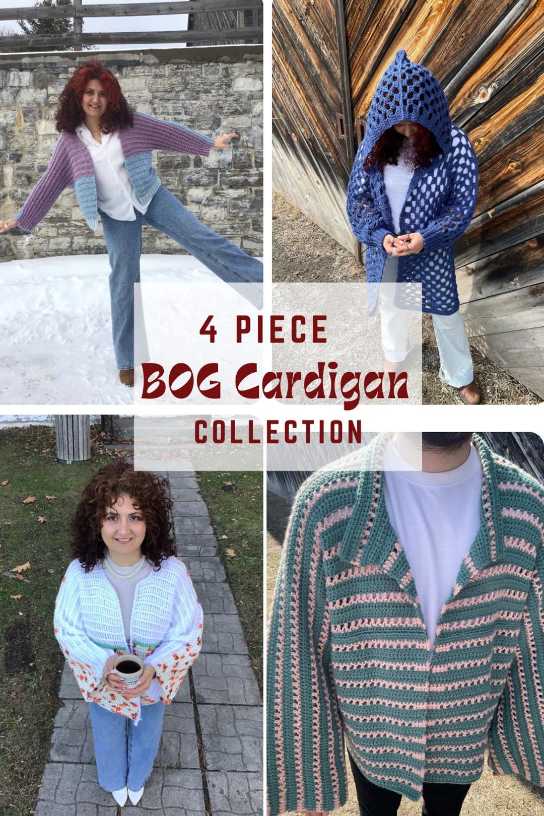 4- Piece Crochet BOG Cardigan Pattern Collection – 4 Digital PDF ...