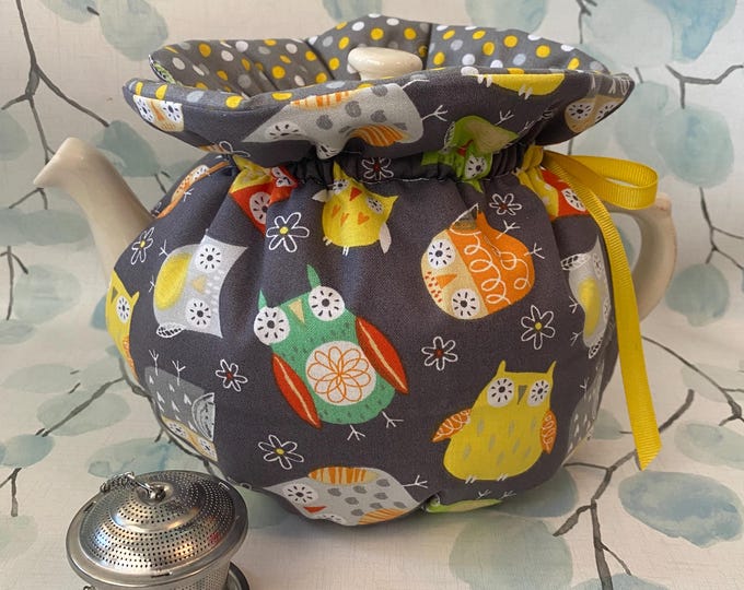 Owl Tea Cozy, Cute, Colorful and Reversible Teapot Warmer,polka Dots ...