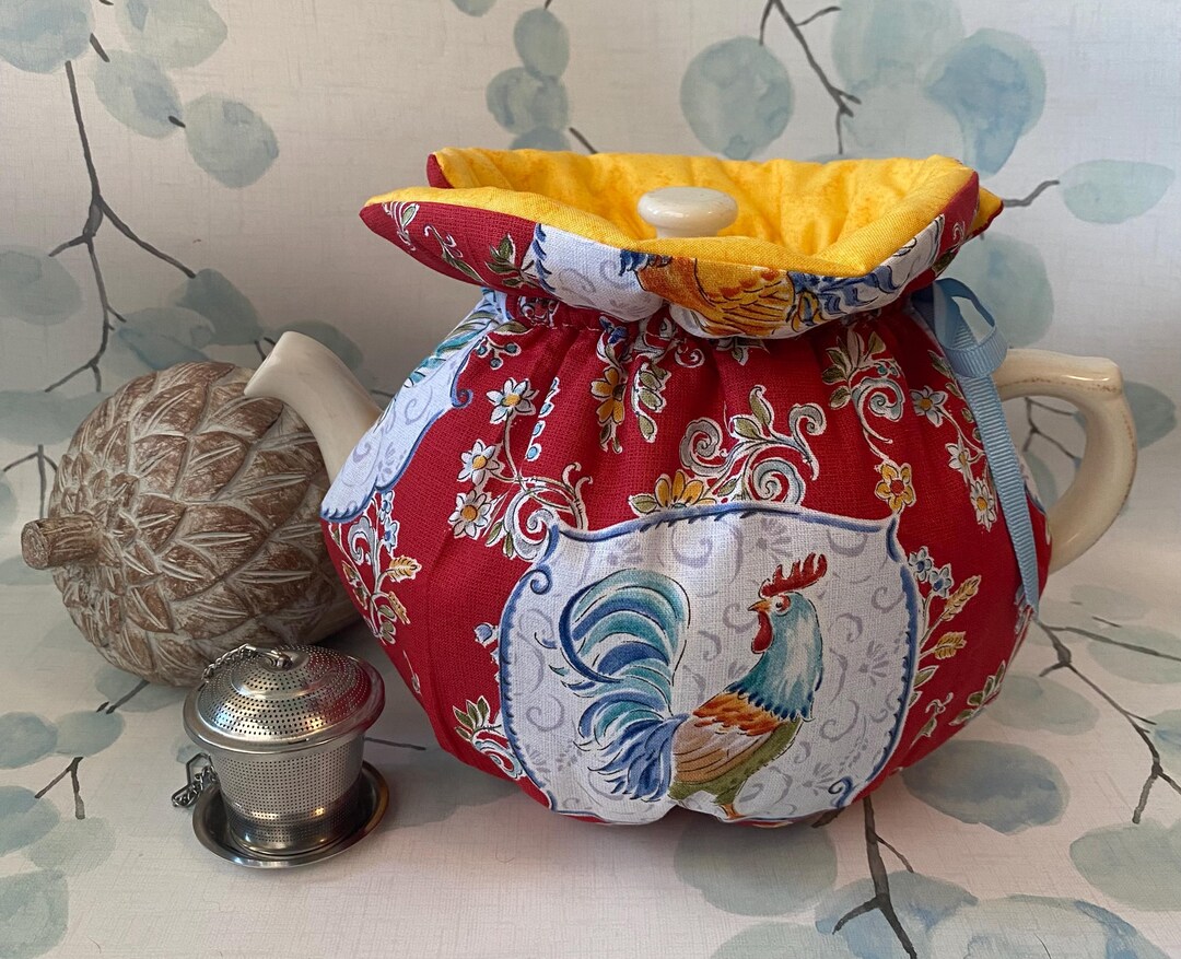 French Country Rooster Tea Cozy: Handmade Cotton Teapot Cover (4-6 Cup ...