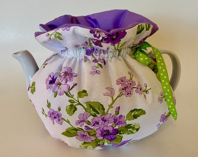Adorable Purple Violets Tea Cozy/ Teapot Warmer 4-6 Cup Wrap Around ...