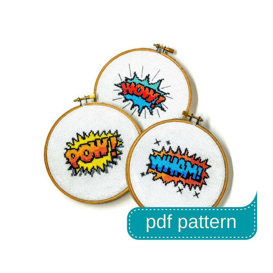 Comic Book Cross Stitch Pattern Comic Embroidery Pattern Comic Cross ...