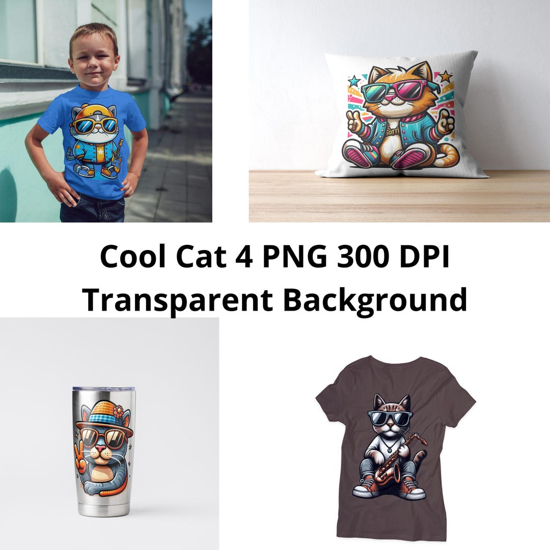 Cool Cat 4 PNG 300 DPI Transparent Background, Cool Cat PNG, Animal Png ...