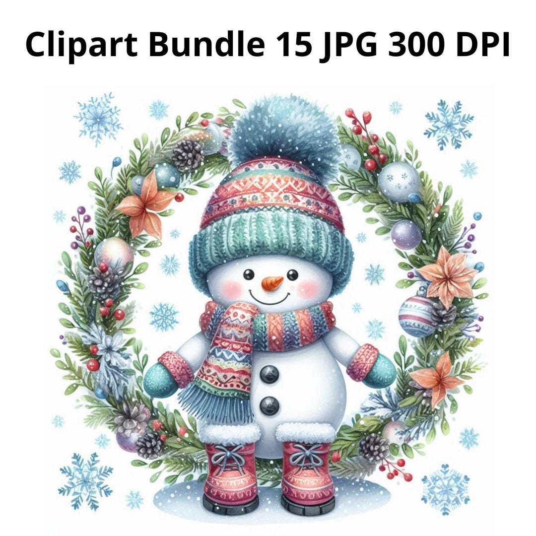Snowman Clipart Bundle 15 Jpgs 300 DPI Sublimation Instant Download ...