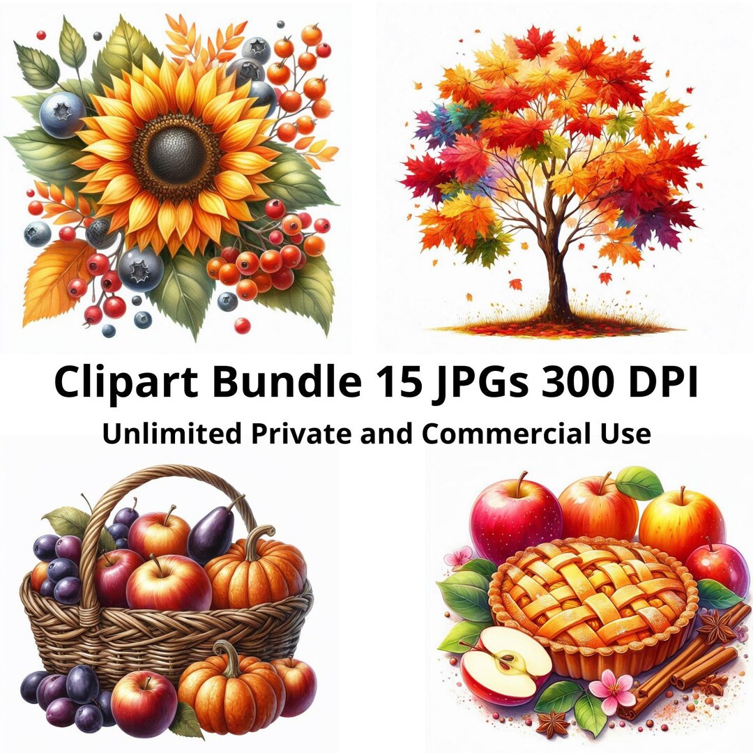 Fall Clipart, Autumn Clipart 15 JPG, Enchanting Autumn Clipart, Fall ...