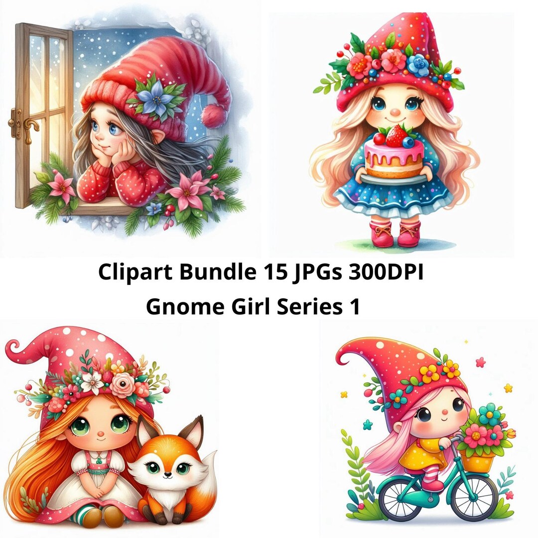 Gnome Girl Clipart 15 JPG, Pixie Clipart, Gnome Clipart, Watercolor ...