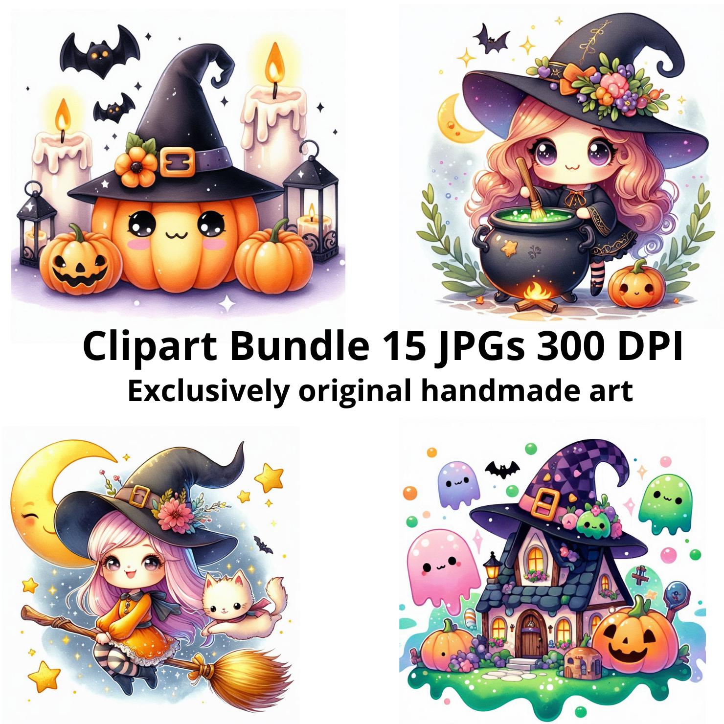Cute Halloween Clipart Bundle 15 Jpgs Sublimation Instant Download ...