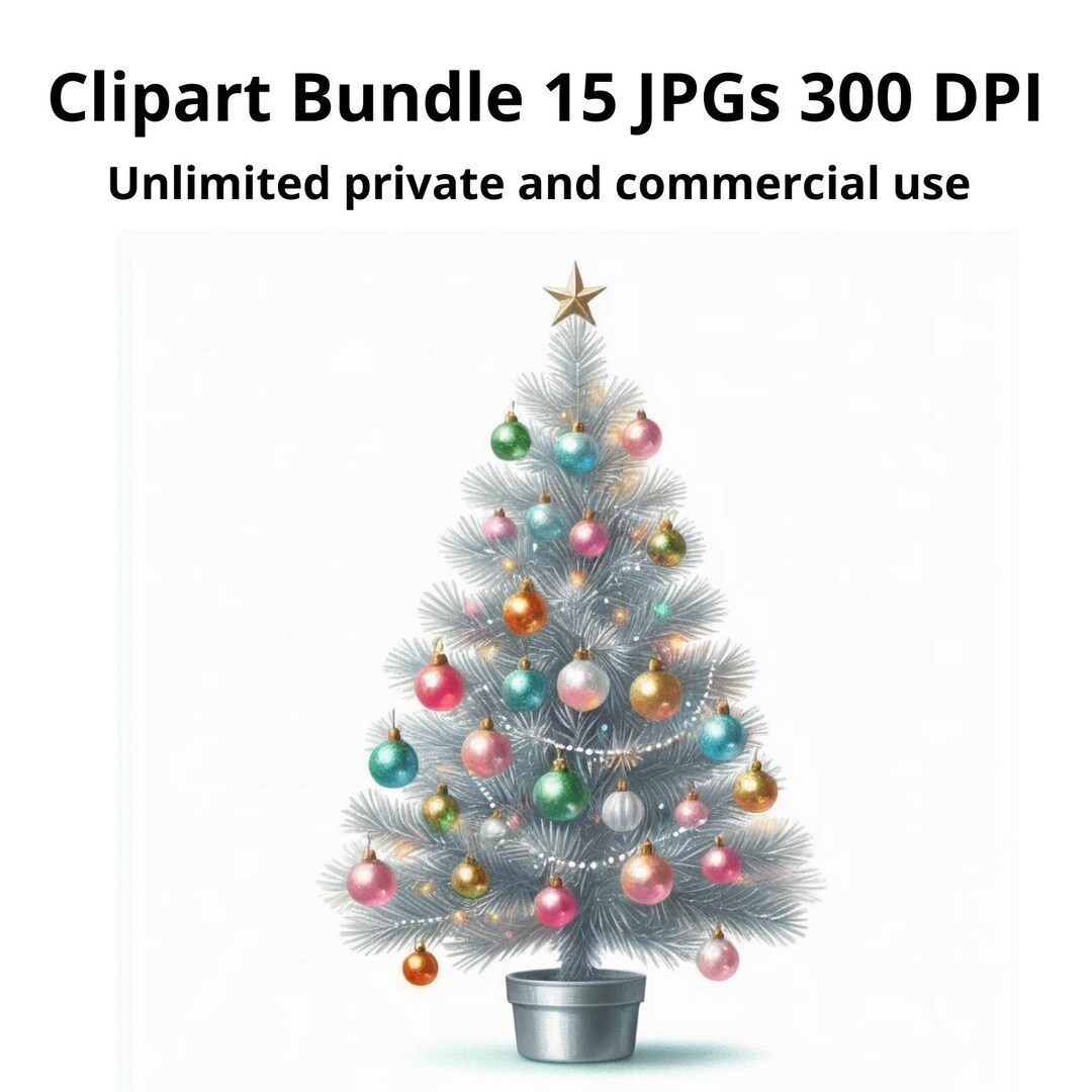 Retro Aluminum Christmas Tree Clipart 15 JPG, Christmas Clipart ...