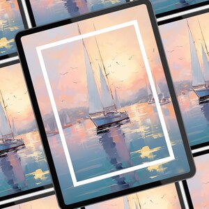 Marina Boat Art Sunset Print Coastal Digital Art for Boat Lover Gift ...