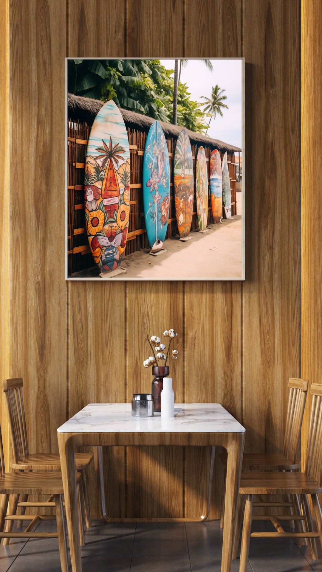 Tropical Island Surfboard Print : Beach House Wall Art at the Surf ...