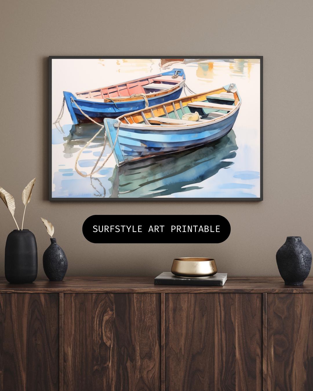 Coastal Art Wooden Rowboat Rustic Painting for Boat Lovers ...