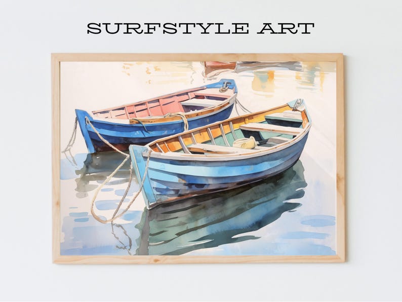 Coastal Art Wooden Rowboat Rustic Painting for Boat Lovers ...