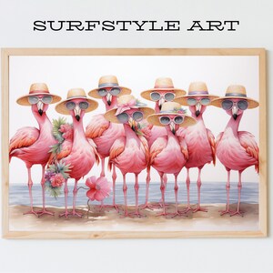 Flamingo Art Summer Beach Print Beach House Gift Coastal Nursery Decor ...
