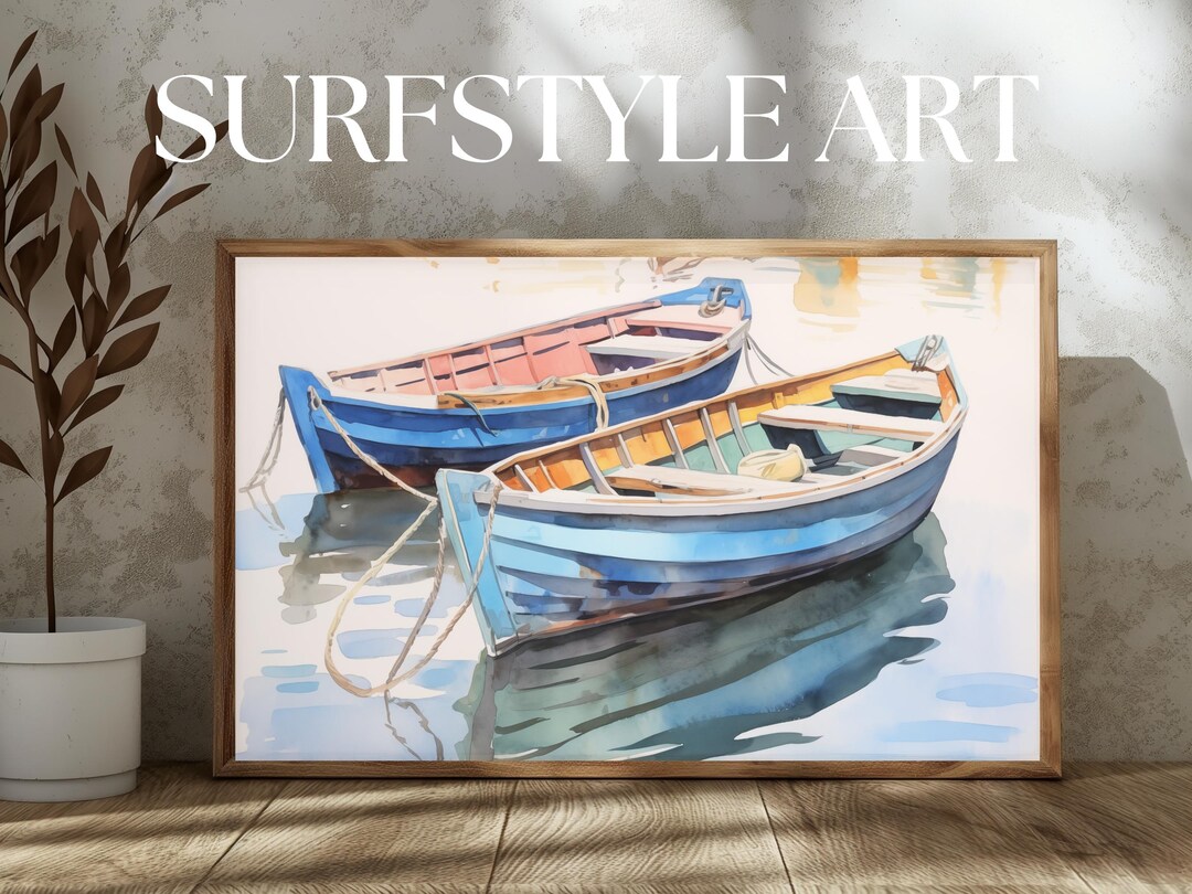 Coastal Art Wooden Rowboat Rustic Painting for Boat Lovers ...