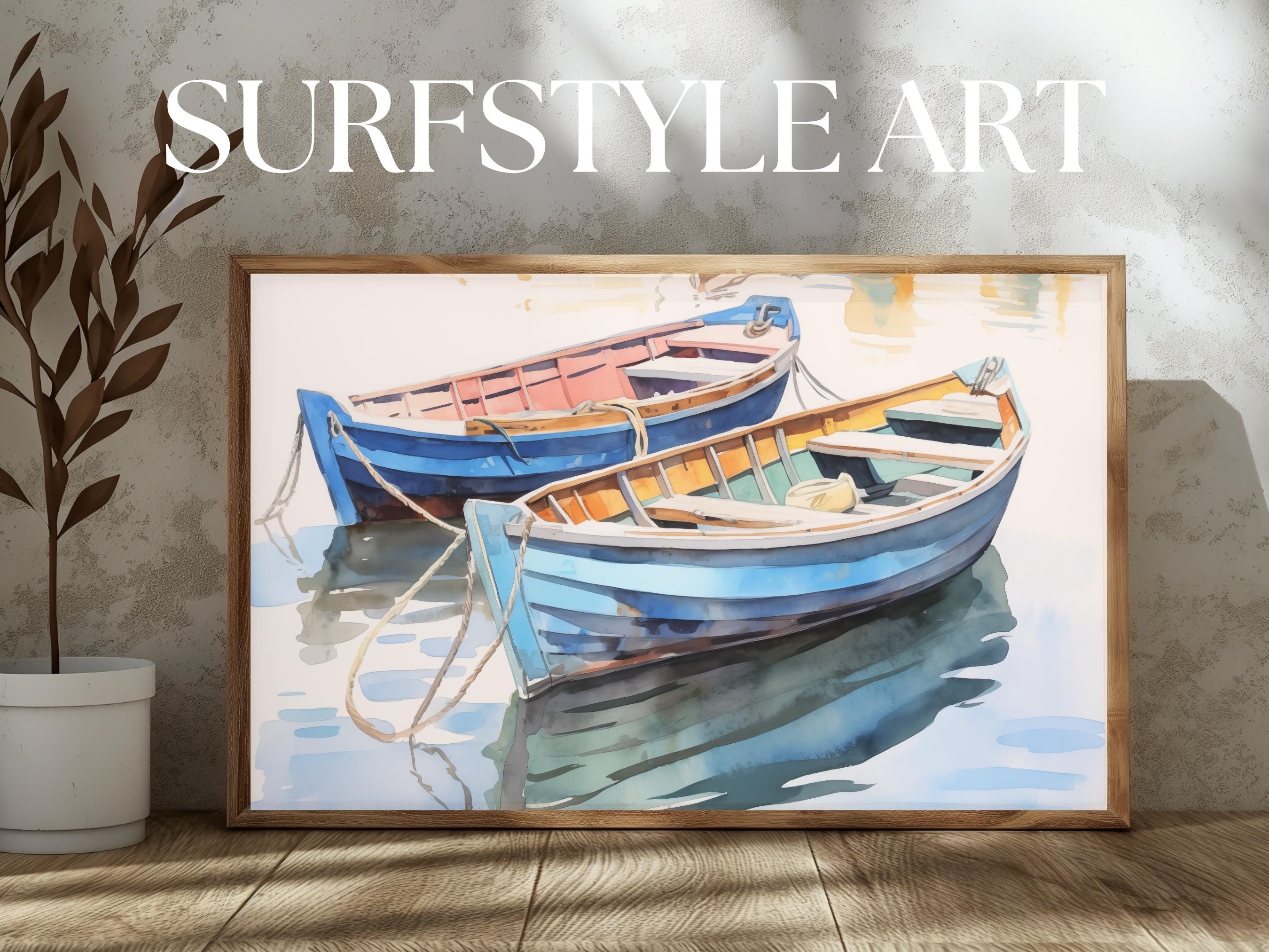 Coastal Art Wooden Rowboat Rustic Painting for Boat Lovers ...