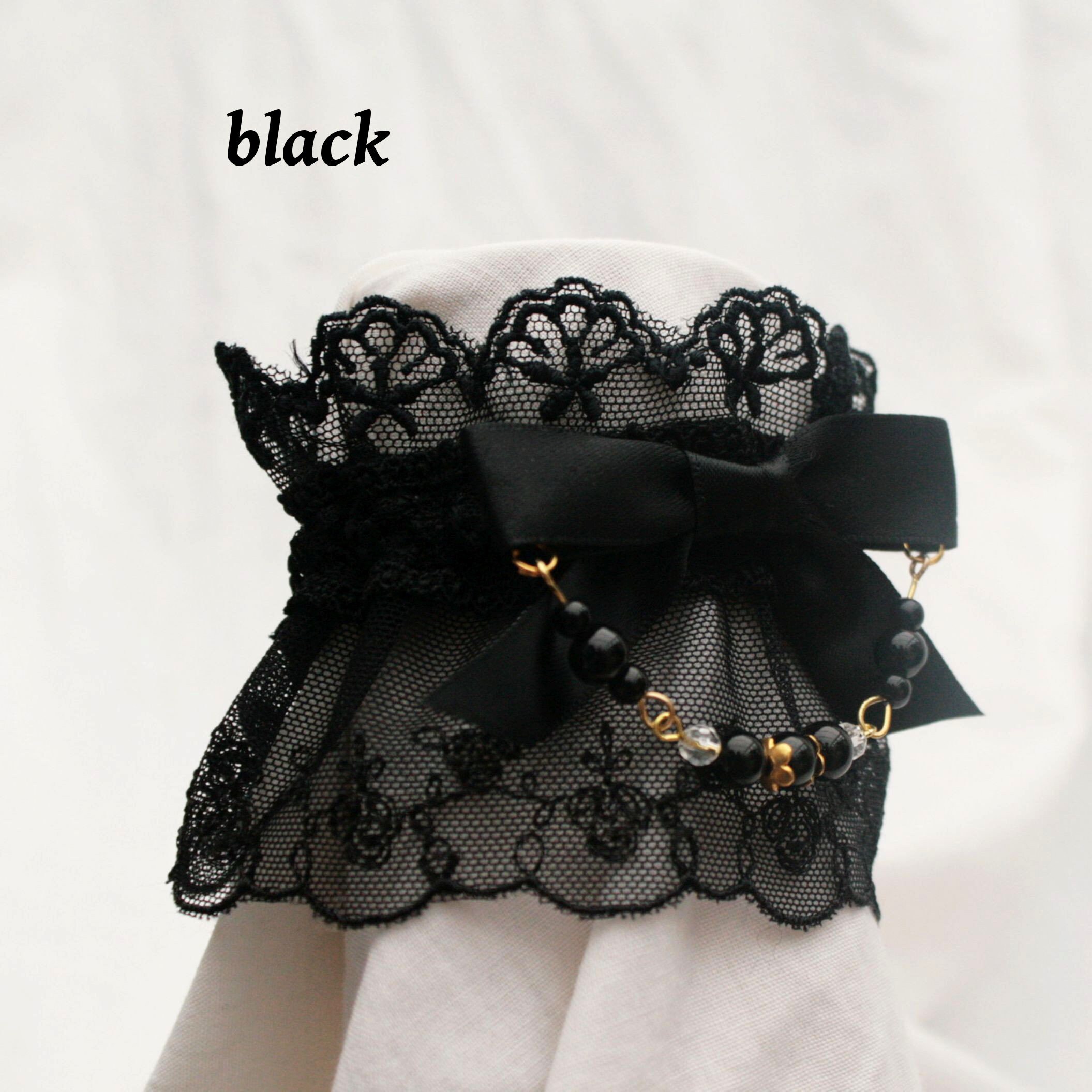 TRIPLE LACE Bow and Pearl Jewellery Lace Wrist Cuffs All - Etsy UK