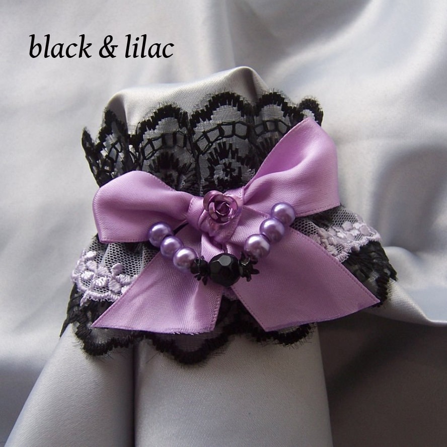 ROSE RIBBON Jewellery Lace Wrist Cuffs Dark and Bright | Etsy