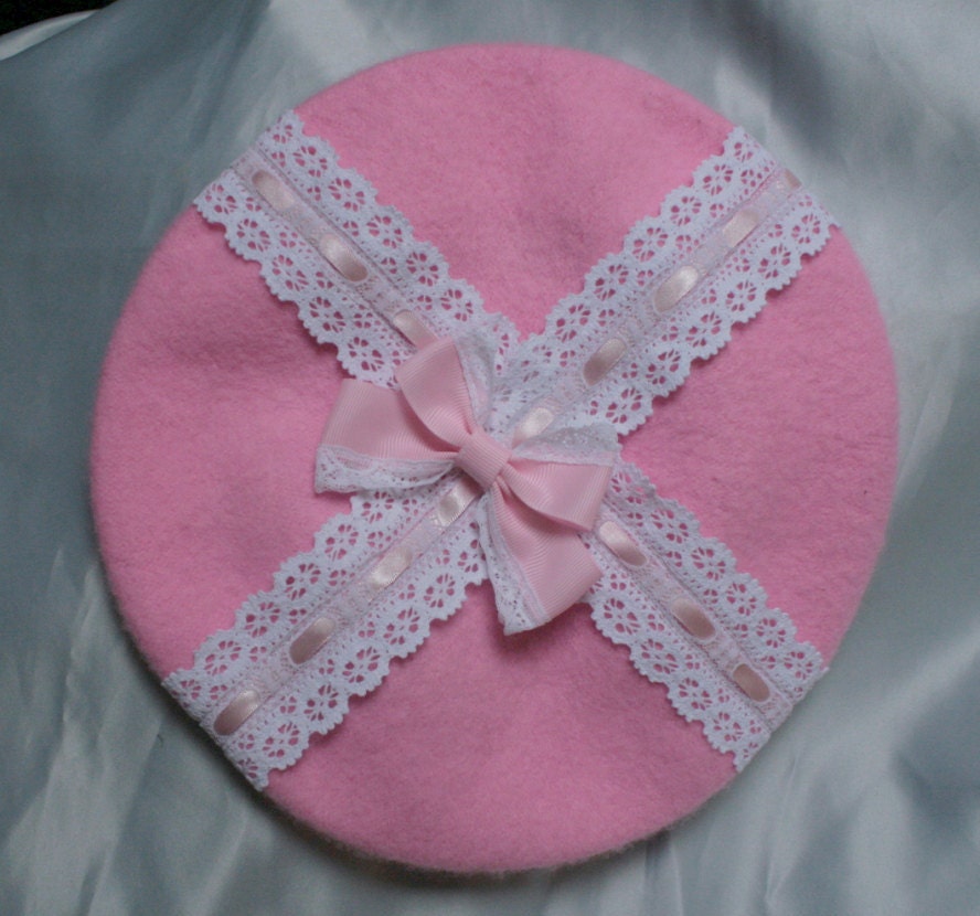 RIBBON LACE Bow BERET All Colours - Etsy UK