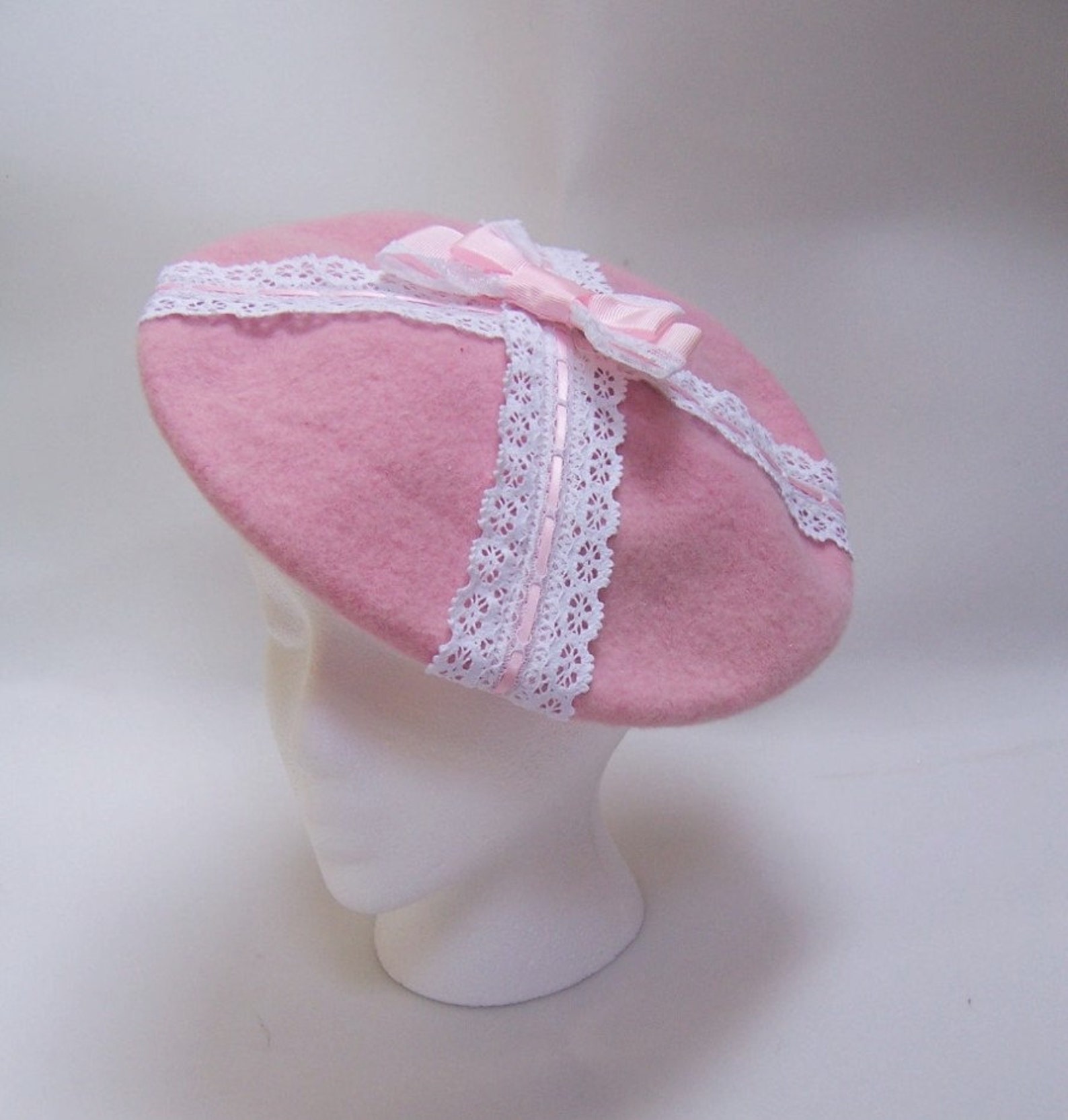 RIBBON LACE Bow BERET All Colours - Etsy