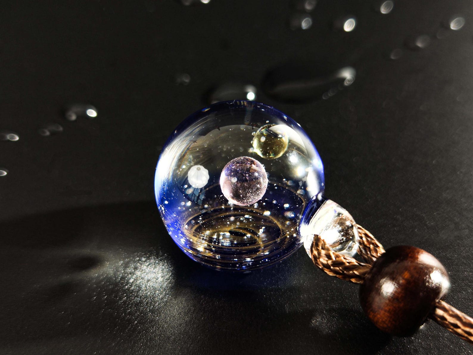 Handmade 3D Galaxy Glass Pendant, Cosmic Nebula Necklace, Starry Sky ...