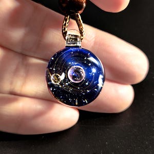 Handmade 3D Galaxy Glass Pendant, Cosmic Nebula Necklace, Starry Sky ...