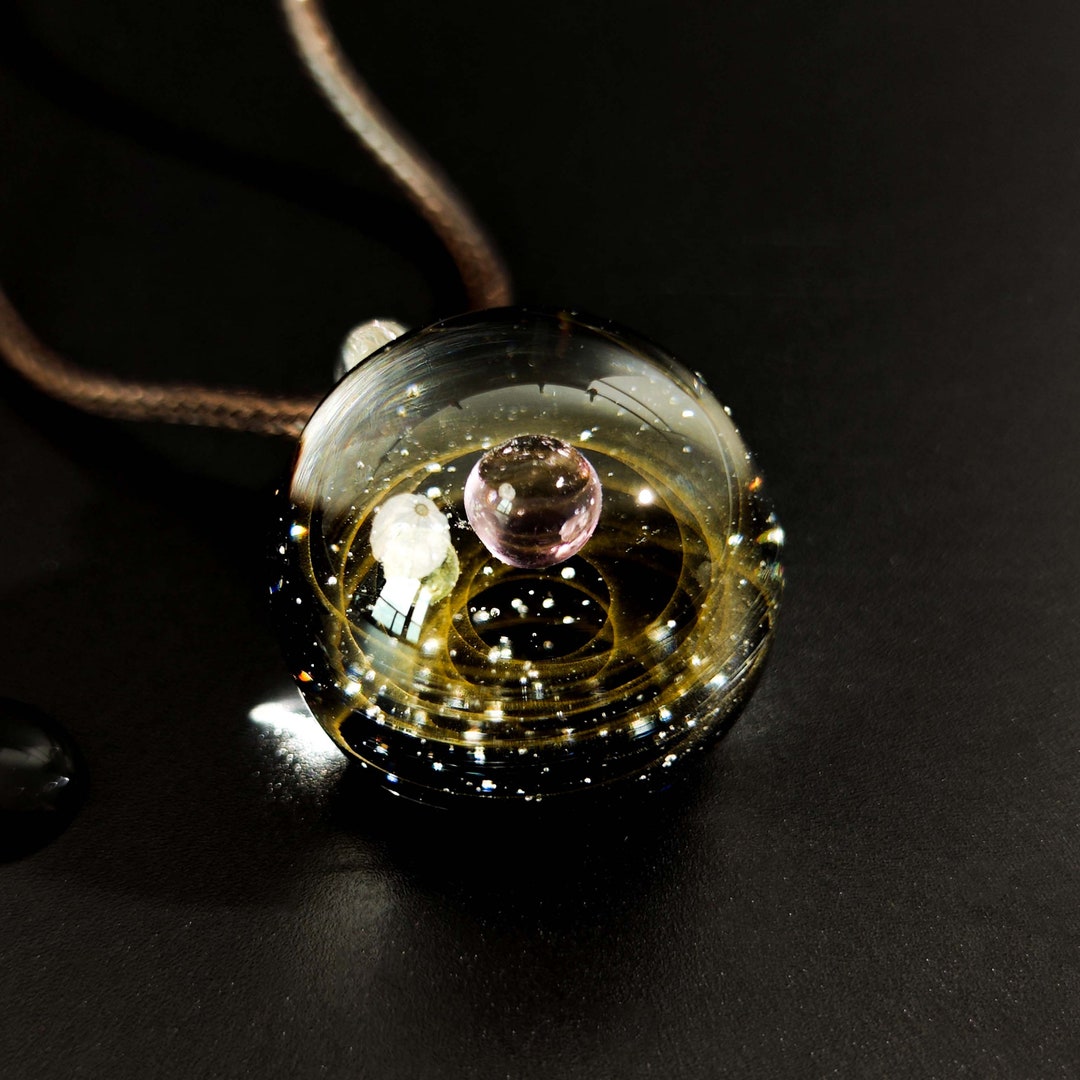 Handmade Cosmic Glass Necklace,galactic Glass Pendant,starry Sky Glass ...