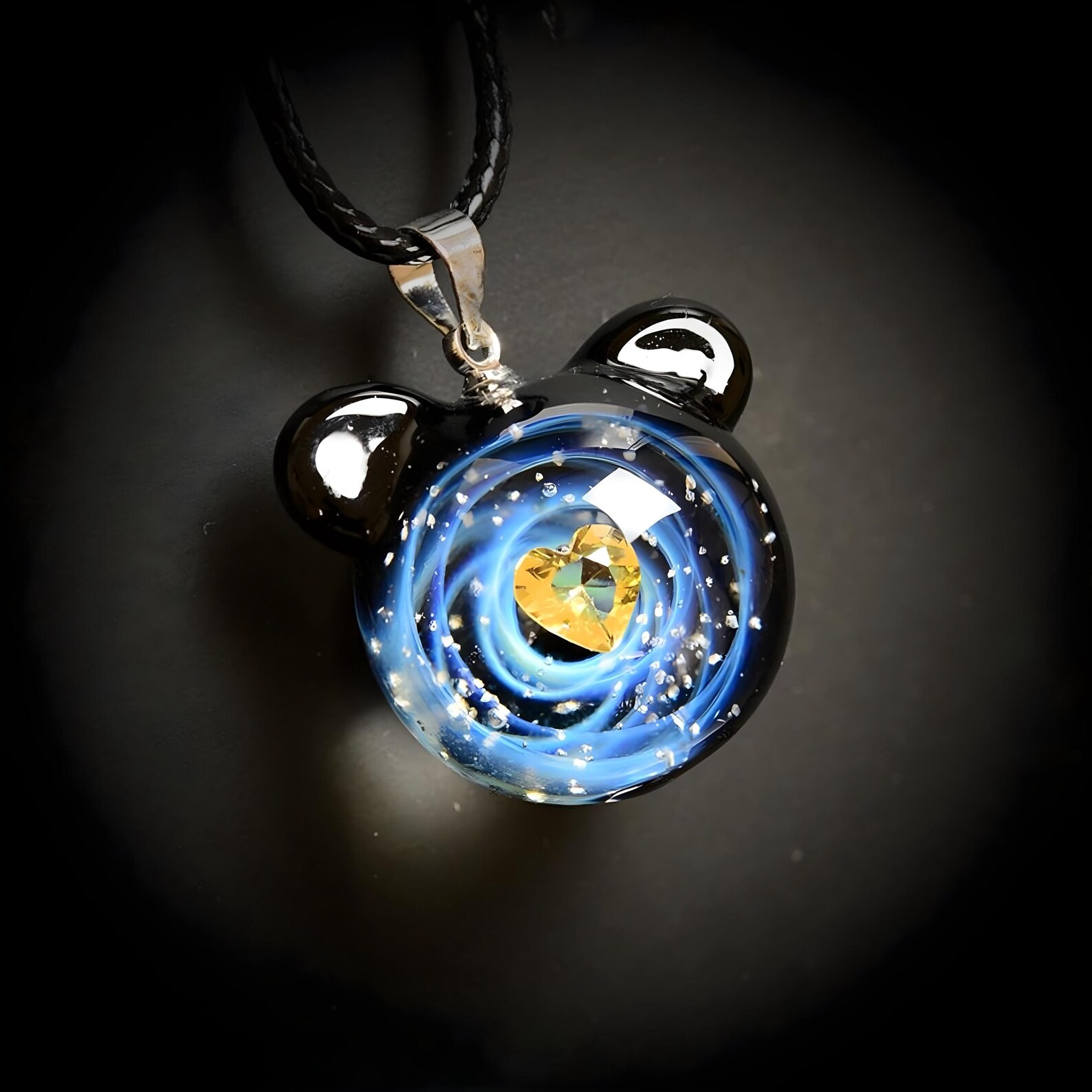 Starlight Bear Necklace, Cosmic Starlight Glass Pendant Necklace ...
