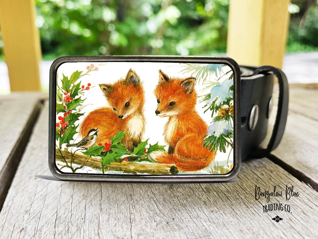 Winter Christmas Fox Belt Buckle - Etsy