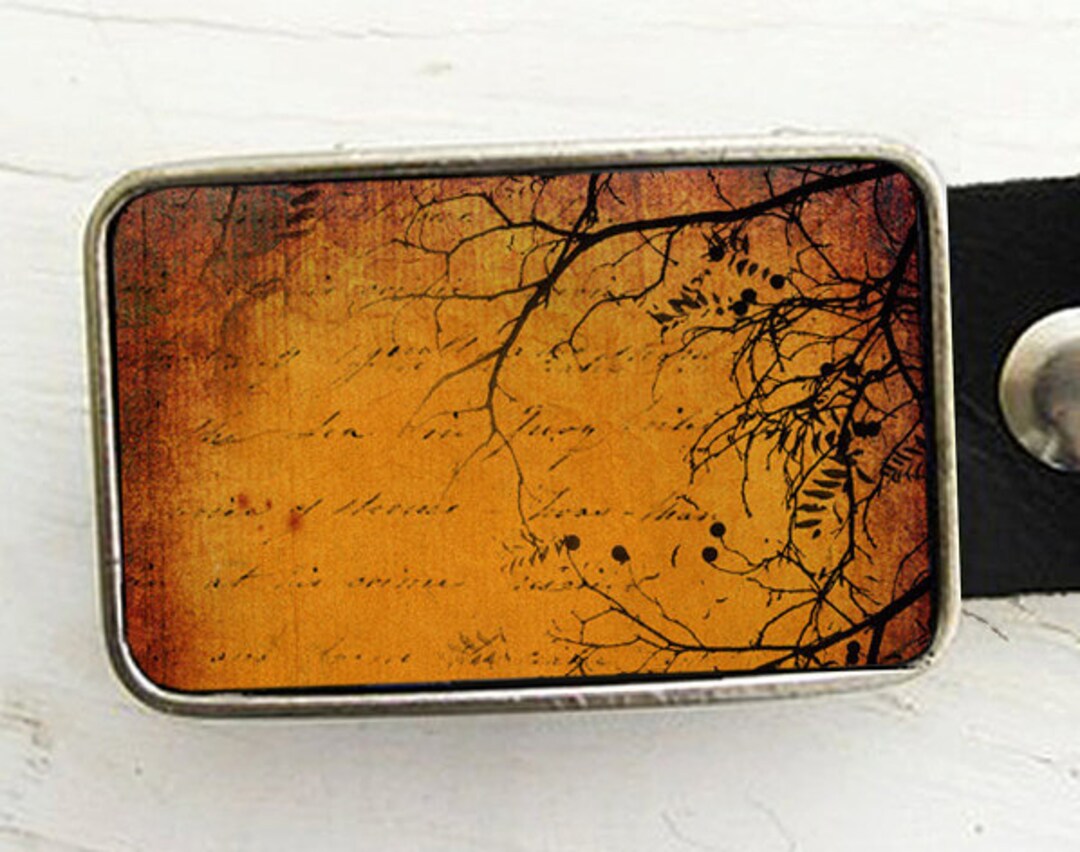 Orange Sky Belt Buckle- Tree Branches Belt Buckle - Etsy