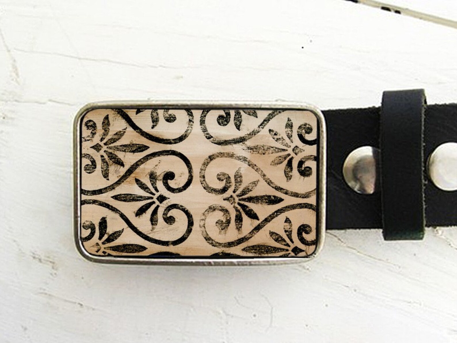 Vintage Shabby Painted Scroll Belt Buckle - Etsy