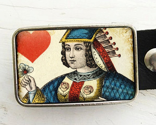 Queen of Hearts, Vintage Playing Card Belt Buckle - Etsy