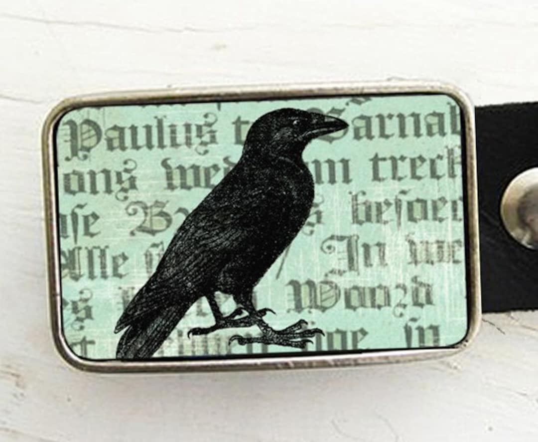 Raven on Text Belt Buckle, Nevermore - Etsy