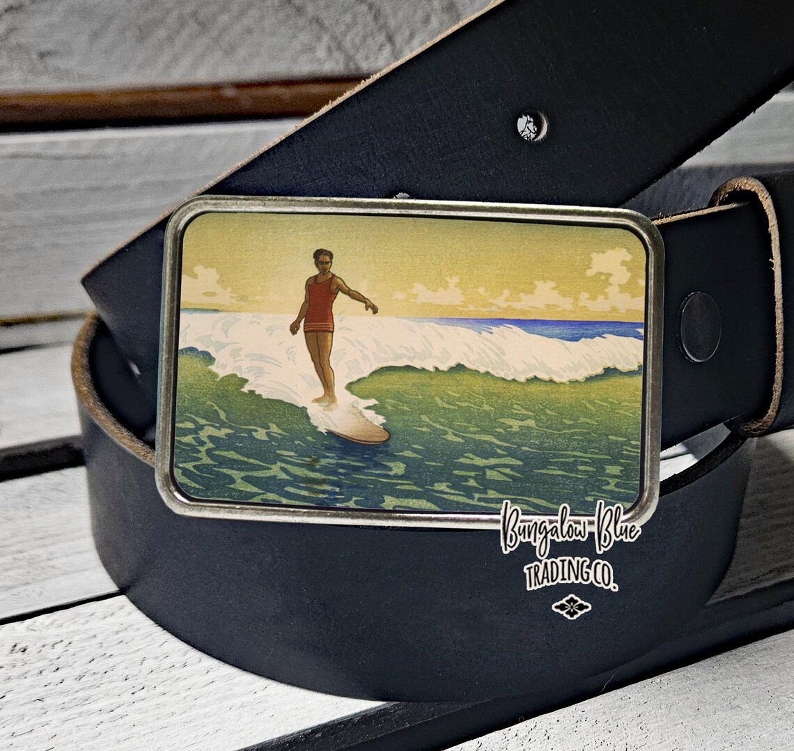 Vintage Surfer Belt Buckle - Etsy
