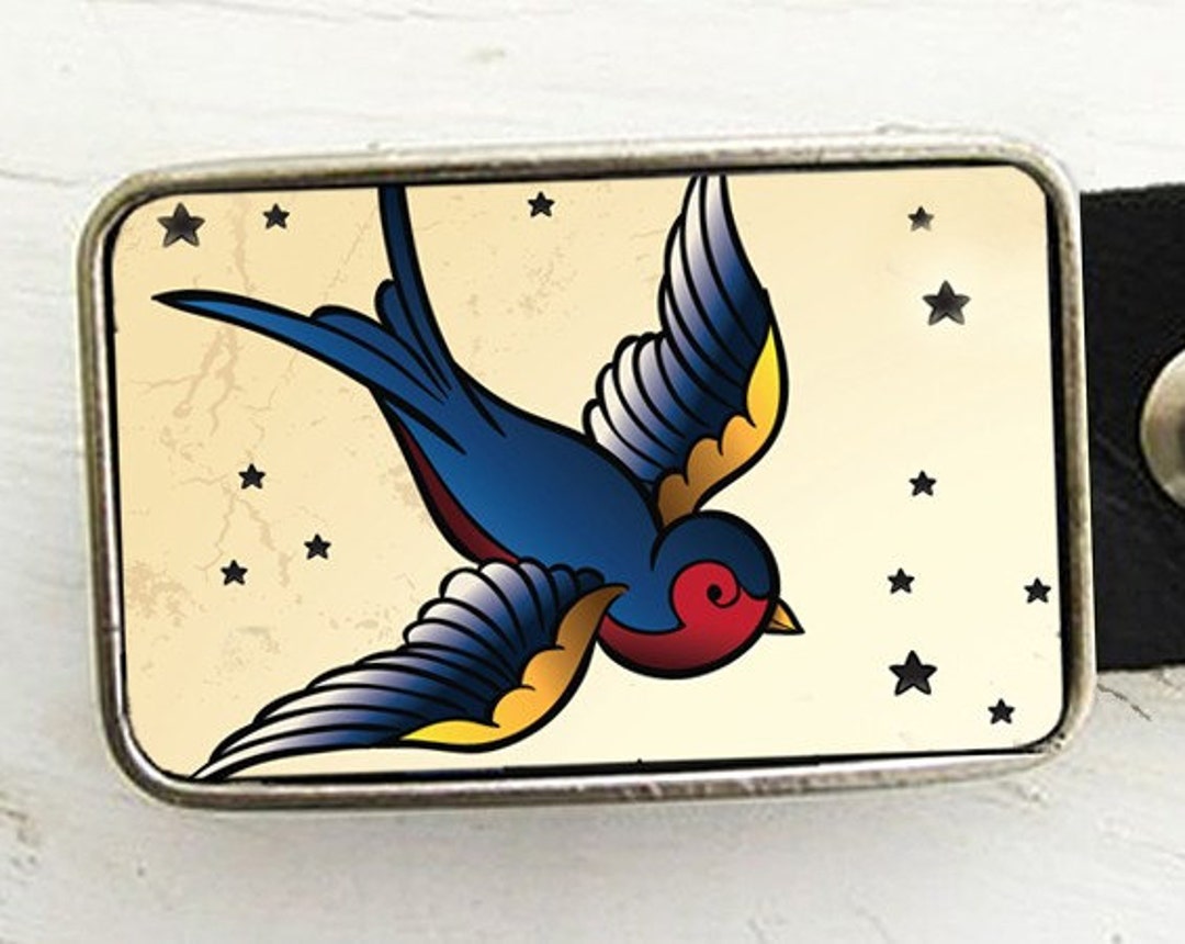Retro Flash Tattoo Swallow Belt Buckle, Gift for Artist - Etsy