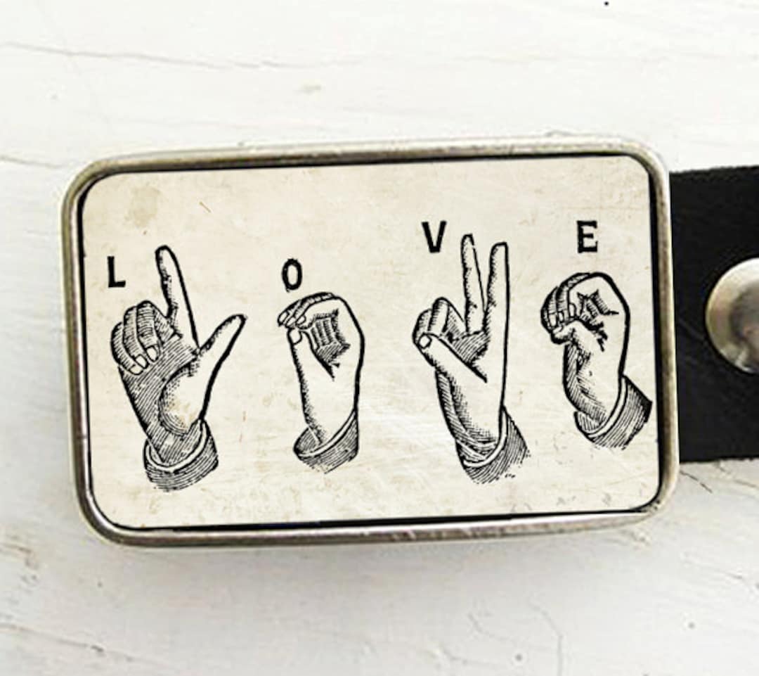 Valentine Belt Buckle, Love in Sign Language, Valentine's Day - Etsy