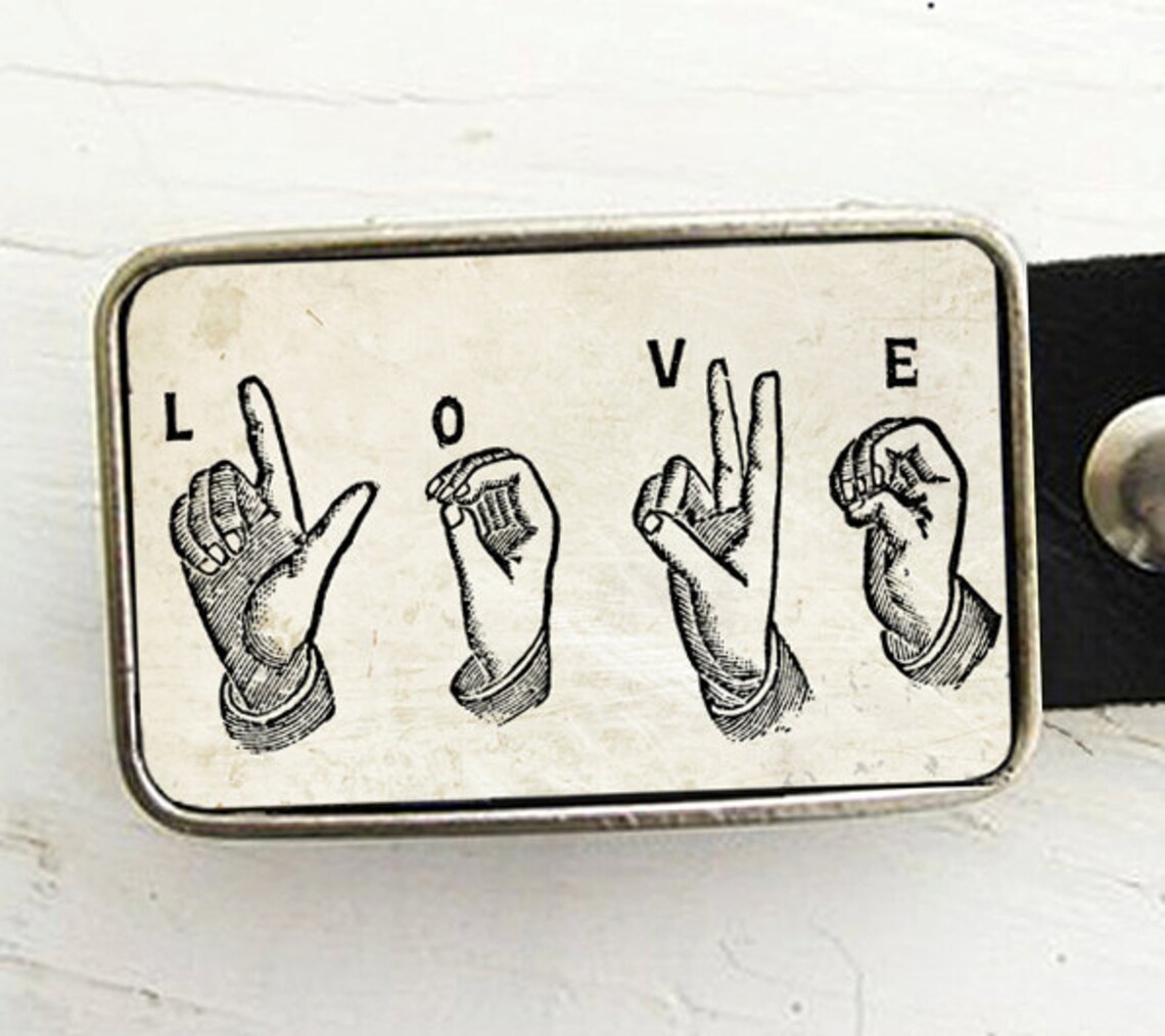 Valentine Belt Buckle Love in Sign Language Valentine's - Etsy