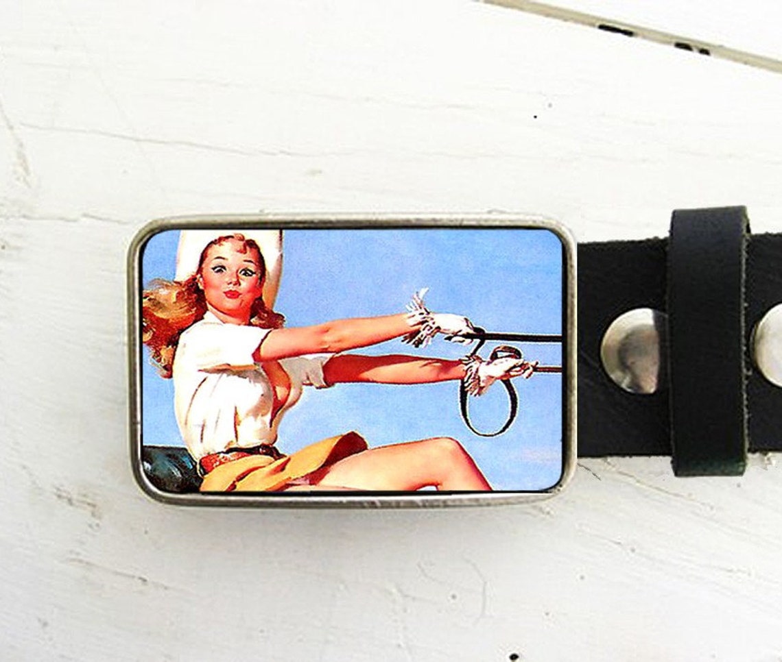 Retro Pinup Cowgirl Belt Buckle Ride Em Cowgirl | Etsy
