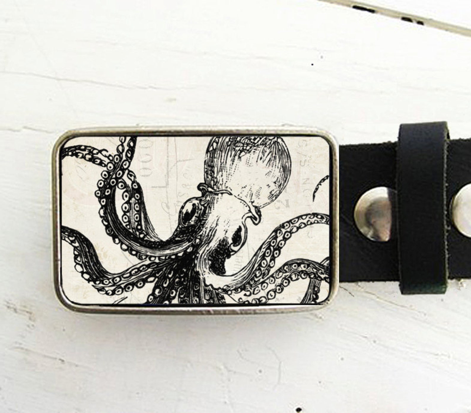 Octopus Belt Buckle antique White Background - Etsy