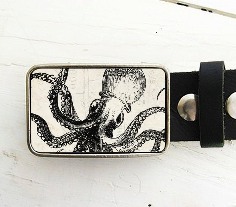 Octopus Belt Buckle antique White Background - Etsy