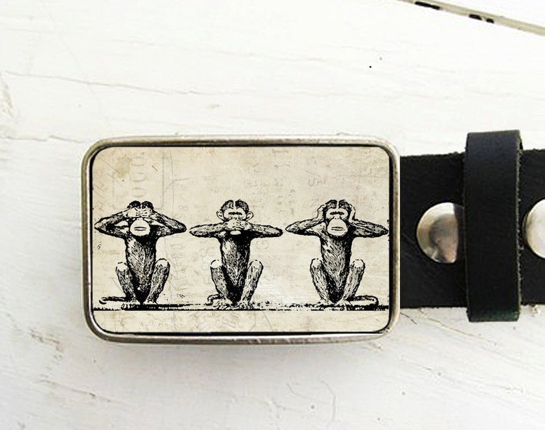 Monkey Belt Buckle See no Evil Hear no Evil Speak no Evil | Etsy