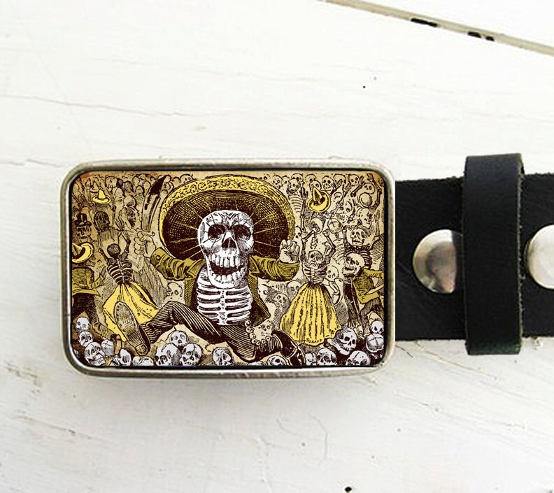 Day of the Dead Skeleton Belt Buckle - Etsy