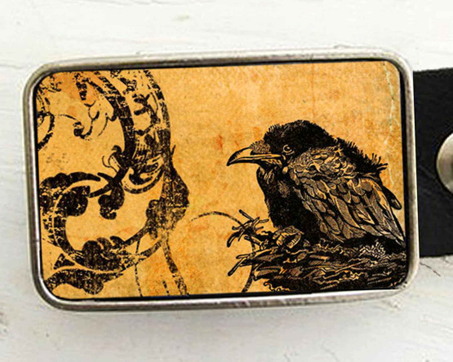 Belt Buckle Gothic Raven Halloween - Etsy