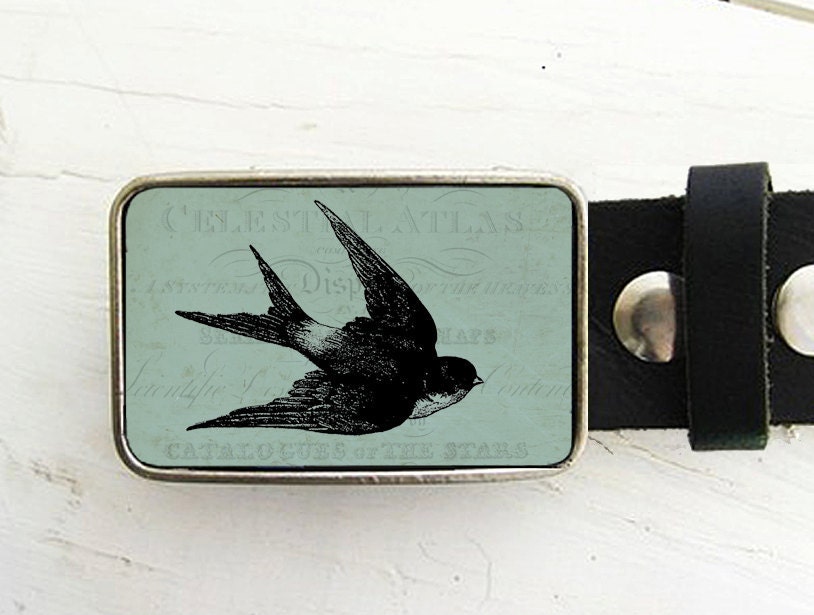 Swallow Belt Buckle Teal Bird Belt Buckle | Etsy