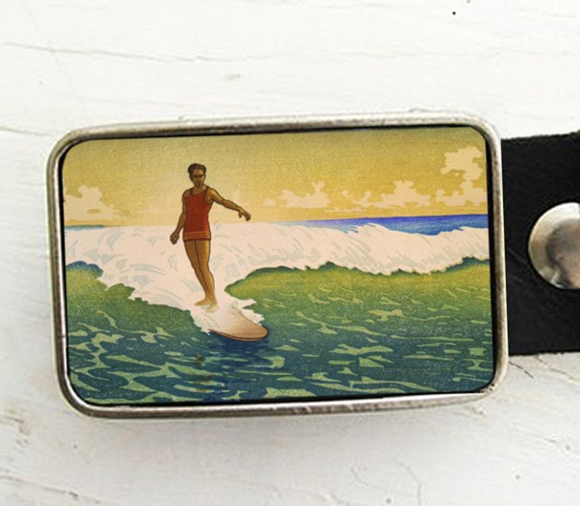 Vintage Surfer Belt Buckle - Etsy