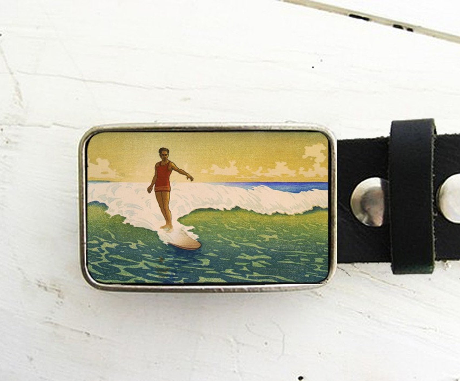 Vintage Surfer Belt Buckle | Etsy