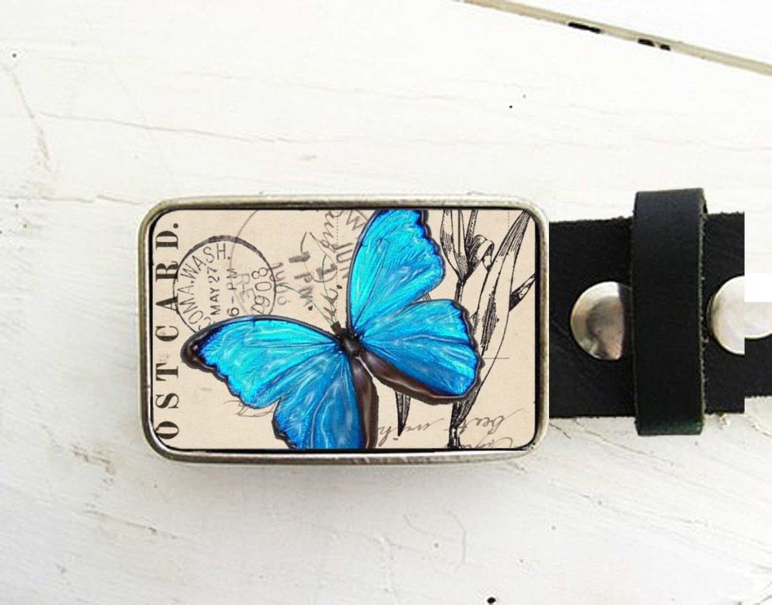 Blue Butterfly Belt Buckle - Etsy