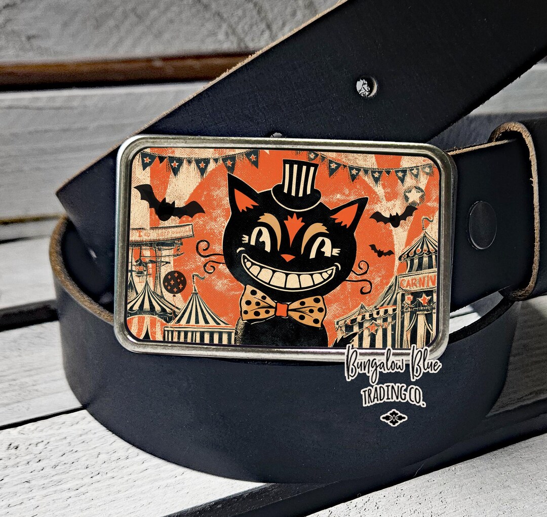 Retro Halloween Cat Carnival Belt Buckle - Etsy