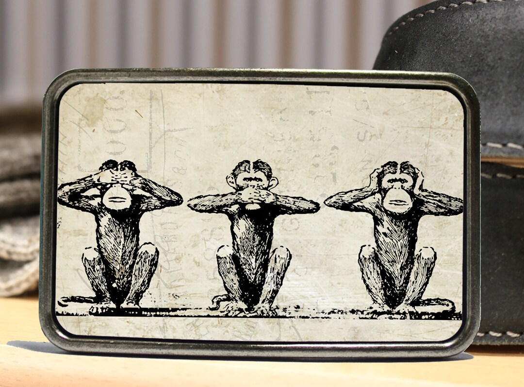 Monkey Belt Buckle See No Evil Hear No Evil Speak No Evil - Etsy