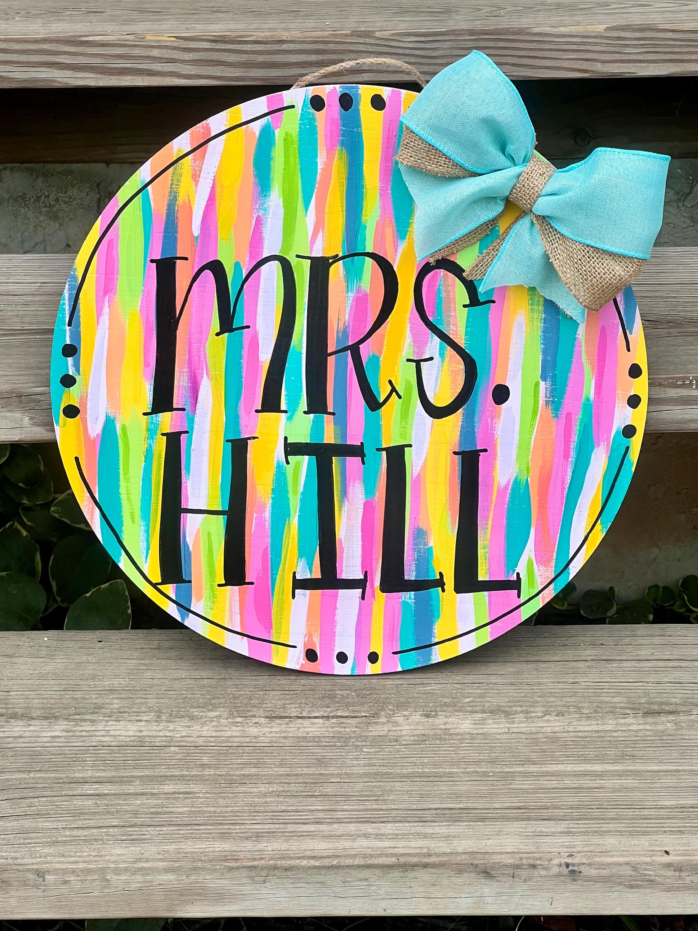 Personalized Door Hanger Teacher Door Hanger Paint Stroke Door Hanger ...
