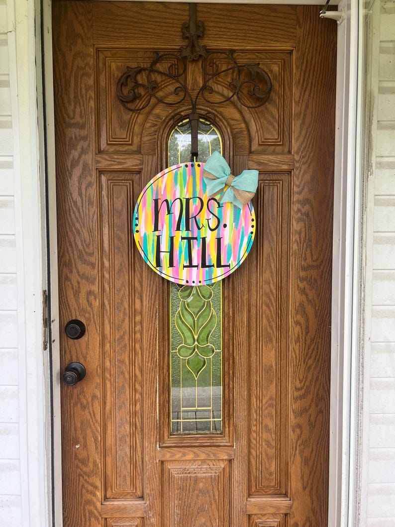 Personalized Door Hanger | Teacher Door Hanger | Paint Stroke Door ...
